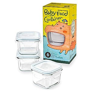 Glasslock 6pcs Set Yum Yum Eco Friendly Airtight Spill Proof Baby Meal Food Storage Container Square 210ml