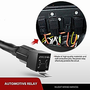 Nilight - 10036W 14AWG 11.5 Feet DT Connector Wiring Harness Kit LED Light Bar 12V On Off Switch Power Relay Blade Fuse for Off Road Lights LED Work Light-2 Leads