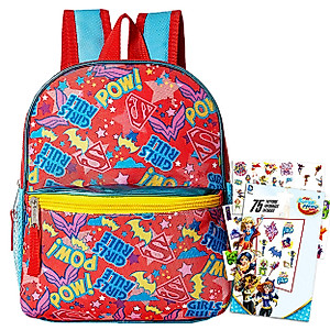 Super Hero Girls Toddler Preschool Backpack - Deluxe 11 Inch Superhero Mini Backpack Featuring Supergirl and Batgirl Logos