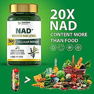 vantein NAD Supplement 500MG, Supports Skin Health, Healthy Aging, Boost NAD Levels, Muscle Health, Promotes Immune