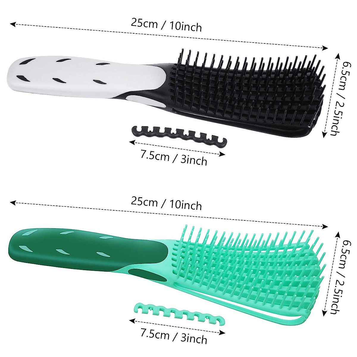 2 Pack Detangling Brush for Curly Hair, ez Detangler Brush Hair Detangler, Afro Textured 3a to 4c Kinky Wavy for Wet/Dry/Long Thick Curly Hair, Exfoliating for Beautiful and Shiny Curls (Black, Green)