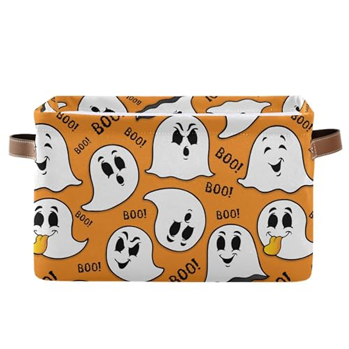 Ghosts Halloween Storage Basket Bins Decorative Toy Organizer Bins Laundry Hamper Baskets with Handles for Playroom Living Bed Room Office Clothes Nursery,1 pcs