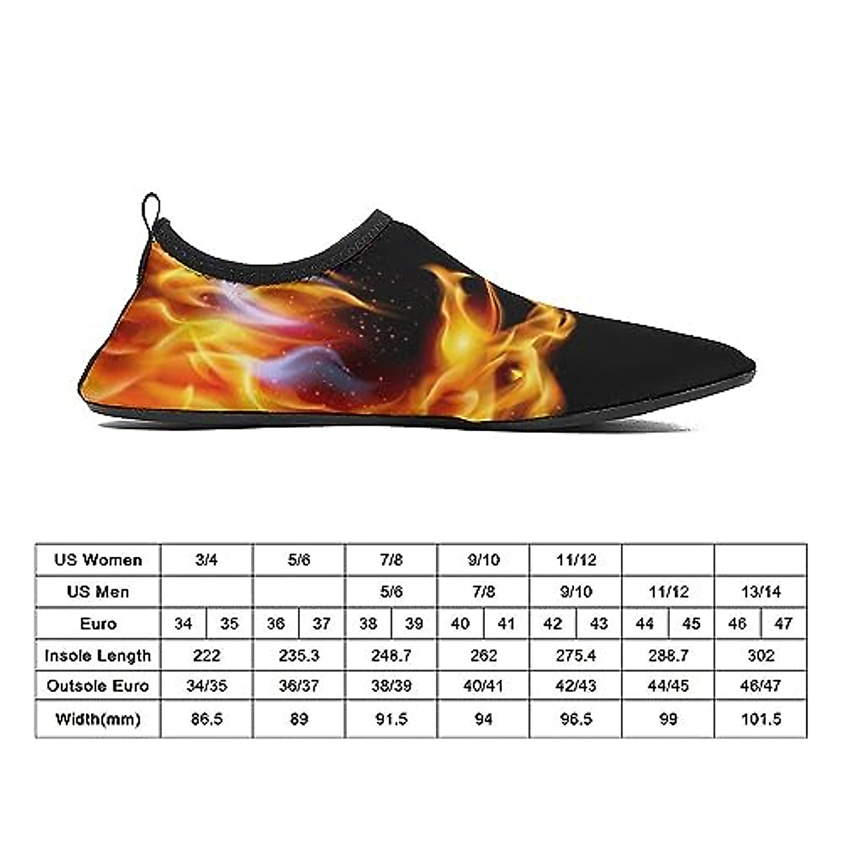 Water Shoes for Womens Mens Barefoot Quick-Dry Aqua Socks for Beach Swim Surf Yoga Exercise (Ice Blue and Red Fire Flame Dragon)