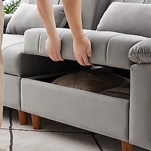 akucvor 69" Sleeper Sofa, Convertible Futon Loveseats Sofa, Sleeper Velvet Sofa Couch Bed with Storage for Living Room Bedroom, Pokcets, Gray