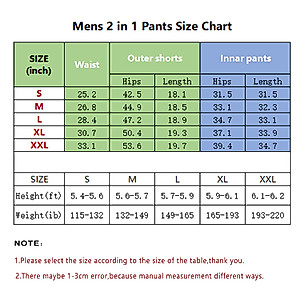 WRAGCFM Men's 2 in 1 Running Pants Shorts Tights, Gym Workout Compression Pants for Men Quick Dry Athletic Legging with Pocket(Black,XL)