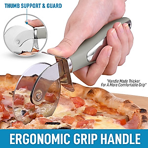 Zulay Kitchen Large Pizza Cutter Wheel - Premium Stainless Steel Pizza Slicer - Easy To Clean & Cut Pizza Wheel - Super Sharp, Non-Slip Handle & Dishwasher Friendly - Gray