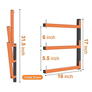 Lumber Rack Wall Mount, Lumber Storage Rack, Heavy Duty Wood Storage Racks with 9-Level System, 1080 lb Substantial Garage Wood Organizer, Orange Lumber Metal Racks for Indoor and Outdoor (6 PACK)