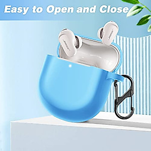 Fintie Case for Bose QuietComfort Ultra Earbuds Case (2023) / Bose QuietComfort Earbuds II (2022), Premium Silicone Shockproof Protective Skin Cover with Keychain [Front LED Visible], Blue Glow