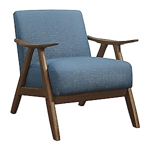 Wycian Chair Seat Cushion, Dining Chair 18 Inch Seat Height Solid Wood Blue Upholstered Back and Curved Arms Seat Height 18" for Living Room Bedroom 1PC