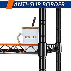 REGILLER 5-Wire Shelving Metal Storage Rack Adjustable Shelves, Standing Storage Shelf Units for Laundry Bathroom Kitchen Pantry Closet(Black, 16.6L x 11.8W x 53.5H)