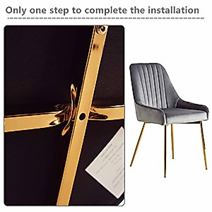 ANOUR Dining Chairs Set of 2, Modern Velvet Living Room Chairs, Kitchen Chairs with Gold Metal Legs, Upholstered Armless Chair for Kitchen Bedroom Vanity(Grey,2 Pack)