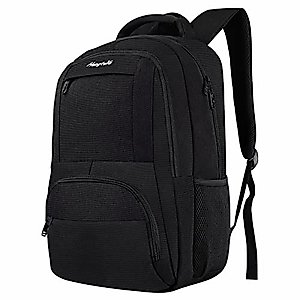 Business Travel Laptop Backpack, Water Resistant, with Headphone Hole, Men's Women's College Laptop Bag for 15.6" Laptop (Black)