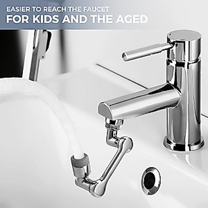 2Pcs Faucet Extender for Bathroom Sink with 2 Water Outlet Modes, Universal 1080° Rotating Robotic Arm Faucet Aerator, Brass Sink Faucet Attachment, for Kitchen & Bath Faucet Parts Replacement