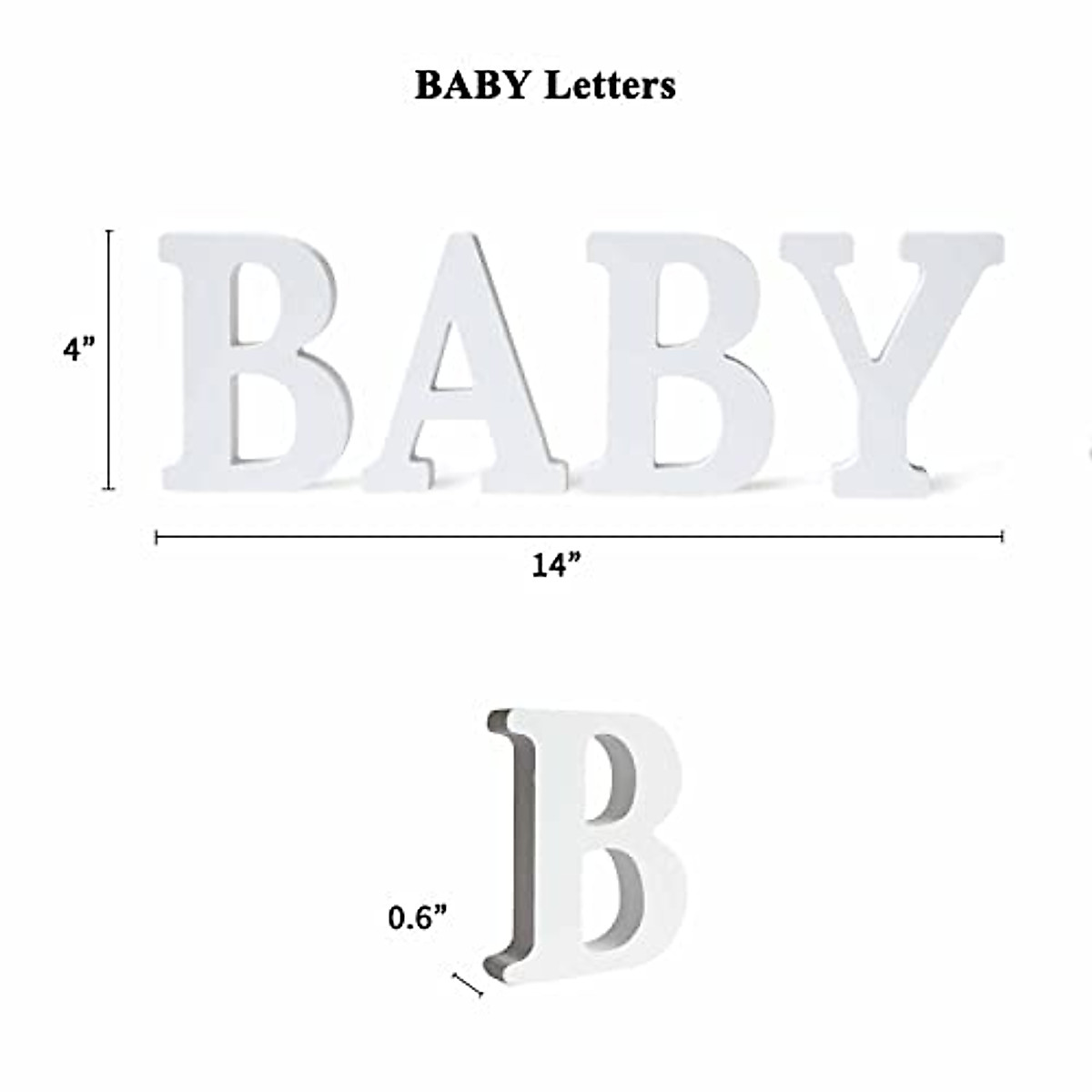 ANSOMO Baby Letters Small Table Sign Baby Shower Centerpiece Party Decorations White