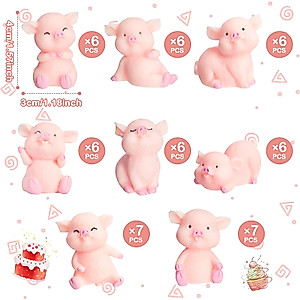 Lenwen 50 Pcs Cute Pink Pig Toy Figures Resin Miniature Pig Figurines Miniature Pig Cake Toppers for Cake Decoration, Home Decor, Mini Garden Decoration, Table Centerpieces, DIY Crafts