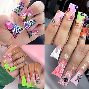 krofaue Duck Nails - Clear Nail Tips 120pcs Acrylic Fake Nails Curved Nail Tips 12 Sizes Crystal Duck Feet Style Nail Tips Full Cover False Nails Wide French Nails with Box Extra Nail for Nail Salon