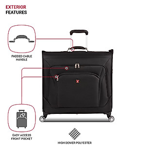 SwissGear 7895 Premium Rolling Garment Bag, Black, 24" Spinner Edition