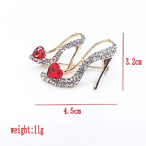 LKEEP Ladies Crystal Rhinestone High Heel Princess Shoes Brooches Women Stylish Charm Brooch Pin