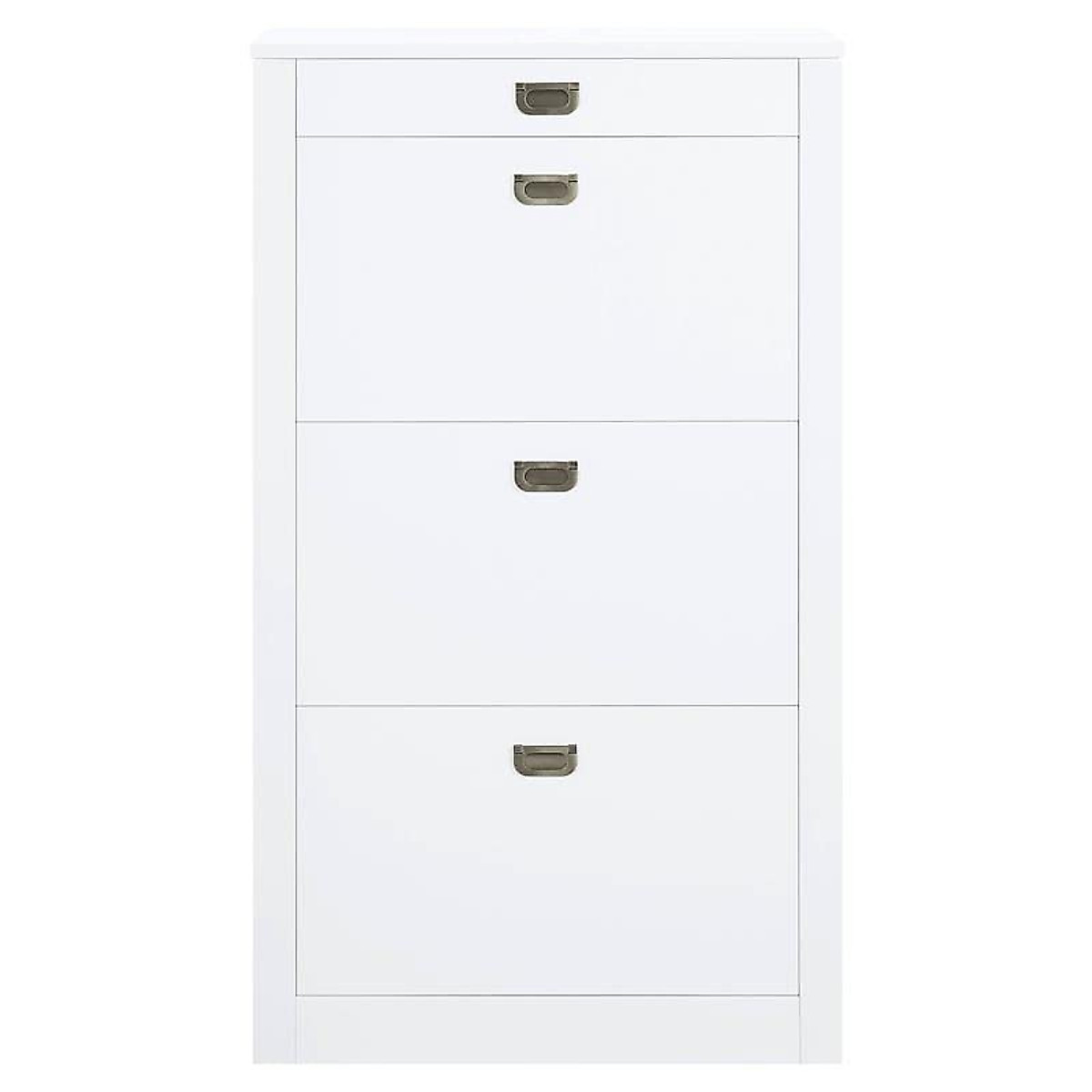 BOWERY HILL Contemporary Shoe Cabinet in White High Gloss Finish