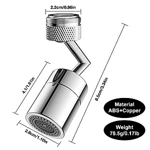 VJJB Faucet Extender,Universal Splash Filter 720 Rotating Faucet, Swivel Sink Faucet Aerator for Face Washing, Eye Flush and Gargle, 2 Water Outlet Modes for Kitchen and Bathroom Sink (With Adapter)