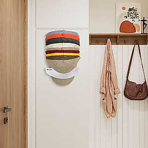 ZUKEY Hat Rack, Hat Storage Organizer for Baseball Caps, Easy Installation, Cap Holder Organizer for Closet, Door, Various walls, White