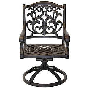 Mandalay Outdoor Patio 9pc Dining Set Dark Bronze Color Cast Aluminum (Premium Fabric Cushions)