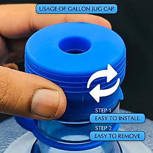 EBOS 3 and 5 Gallon Water Jug Cap, Reusable Water Bottle Cap, 55mm Silicone Non Spill Replacement Cap, Anti Splash Water Bottles and Water Dispenser Caps (3), 5G-111