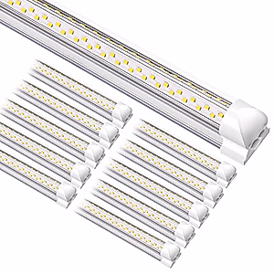 ELEKICO LED Shop Light 4FT, 50W 7200LM 5000K V Shape 4' Led Shop Light, Super Bright Linkable Shop Lights, Hight Output T8 LED Tube Lights, LED Shop Lights for Garage 4 Foot with Plug 10 Pack