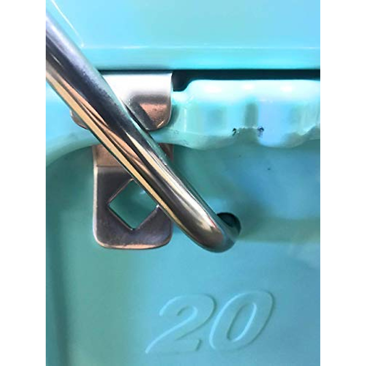 Cooler Lock Bracket Fits Yeti Roadie 20 and RTIC 20, Stainless Steel, Silver, Cooler Mount