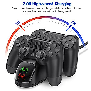 PS4 Controller Charger Dock Station, PS4 Remote Charging Station with Fast-Charging Port, Replacement for Playstation 4 Controller Charger