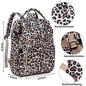 Leopard Women Laptop Backpack, Xunteny College School Backpack Bookbag 15.6 Inch Computer Backpacks for Work Business Travel
