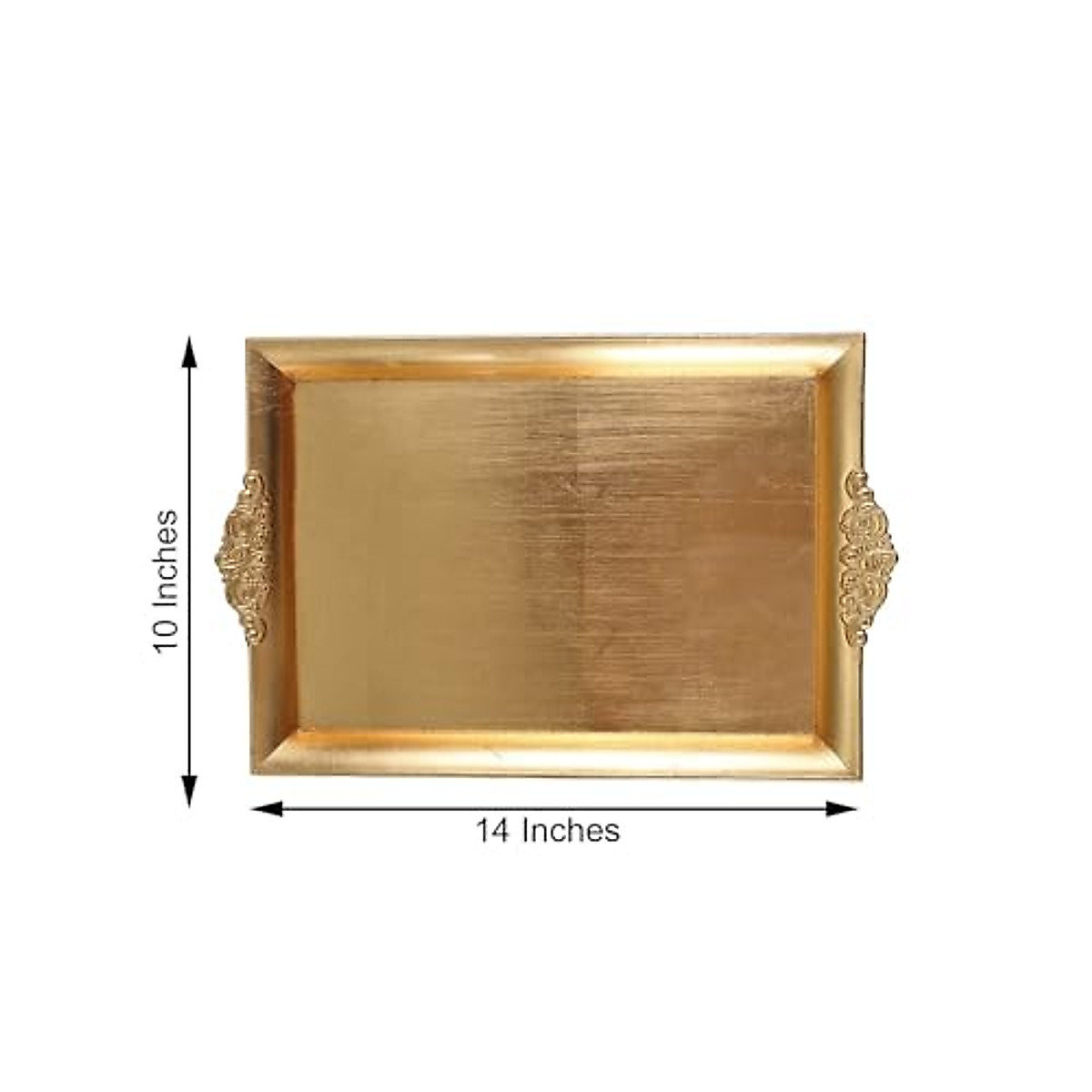 Efavormart 2 PCS - Gold 14" x 10" Rectangle Decorative Plastic Serving Trays with Embossed Rims for Wedding Birthday Party