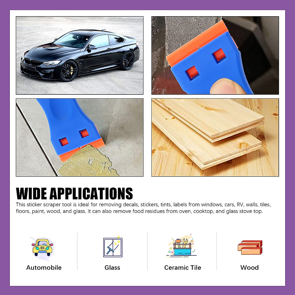 Swpeet 36Pcs 3/4" 7/8" 1" 1-1/2" Plastic Chisel and Plastic Blade Scraper Tools with Blades Replacement Assortment Kit, Scraper Remover Tool Kit Cleaning Scraper Remover for Adhesive, Caulk, Labels