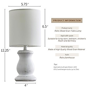 OYEARS 12.25" Small Table Lamps Set of 2 for Bedroom Living Room Simple Retro Wood Grain Farmhouse Bedside Lamps Suitable for Nightstand Children's Room or University Dormitory