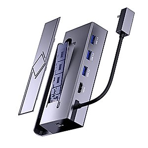 YYDSTDK M.2 Steam Deck Dock, Steam Deck Docking Station with 2TB M.2 Card Slot, HDMI 2.0 4k@60Hz, Gigabit Ethernet, 2 USB 3.0 Port, USB 2.0 Port and USB-C PD Port, Accessories for Stream Deck