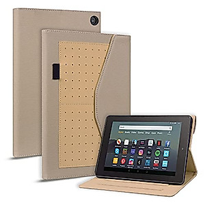 Tablet PC Case Compatible with All-New Kindle Fire 7 Tablet (7", 12th Generation, 2022 Release) Case PU & TPU Tablet Case Kickstand Tablet Case Card Slot Case Tablet Home (Color : Khaki)