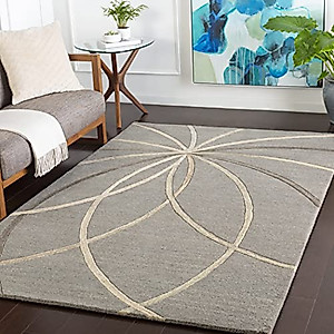 Mark&Day Wool Rugs, 8x10 Falher Modern Medium Gray Area Rug, Grey Cream Carpet for Living Room, Bedroom or Kitchen (7'6" x 9'6")