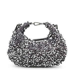 Steve Madden womens Steve Madden BRENDAS Sequin Clutch Crossbody, Silver, One Size US