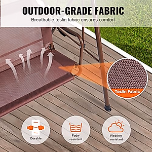 VEVOR 3-Seat Patio Swing Chair, Outdoor Patio Swing with Adjustable Canopy