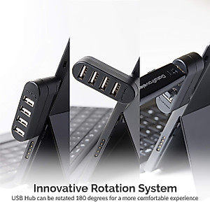 Sabrent 4-Port USB 2.0 Hub [90°/180° Degree Rotatable] + [6-Pack] 22AWG Premium Micro USB Cables