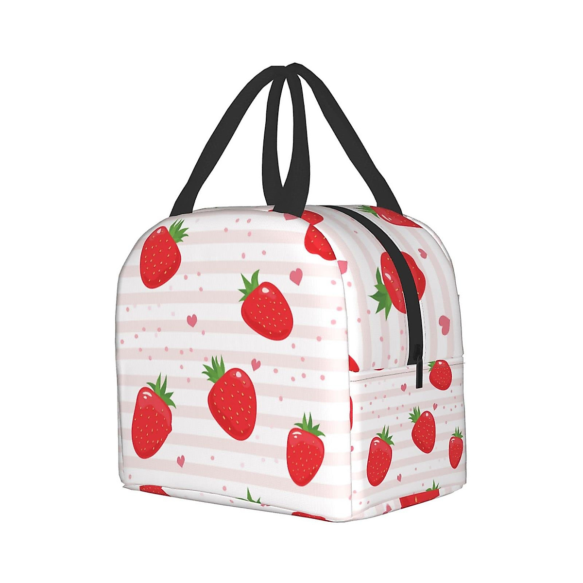 Ucsaxue Cute Strawberry With Heart Lunch Bag Reusable Lunch Box Work Bento Cooler Reusable Tote Picnic Boxes Insulated Container Shopping Bags For Adult Women Men