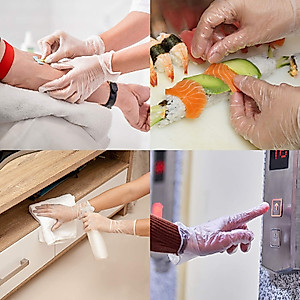 Oh! Trendy Disposable Medical Clear Vinyl Exam Gloves Industrial Gloves - Latex-Free & Powder-Free100PCS - Large