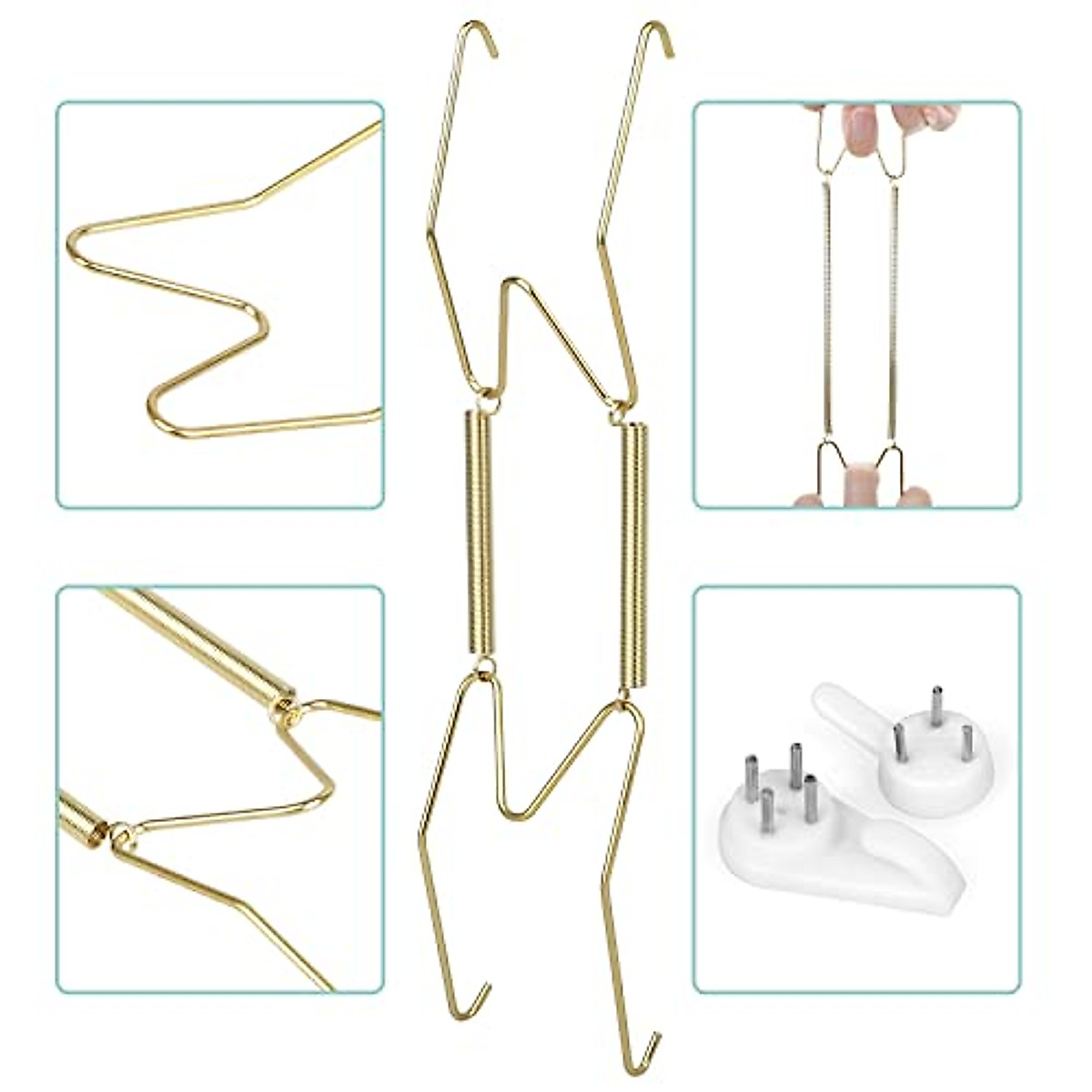 EEEKit 12 Pack Plate Hangers for The Wall, 6 8 10 Inch Invisible Wall Plate Hangers with 16 Pack Wall Hooks, Stainless Hanging Plate Holder for Decorative Plate Antique Dishes Easel Decor