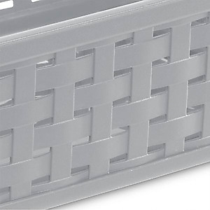 Sterilite 11 Inch Small Weave Open Bin Wicker Storage Basket Home Organizer Tote for Countertops, Bookshelves, and Closets, Cement, 8-Pack