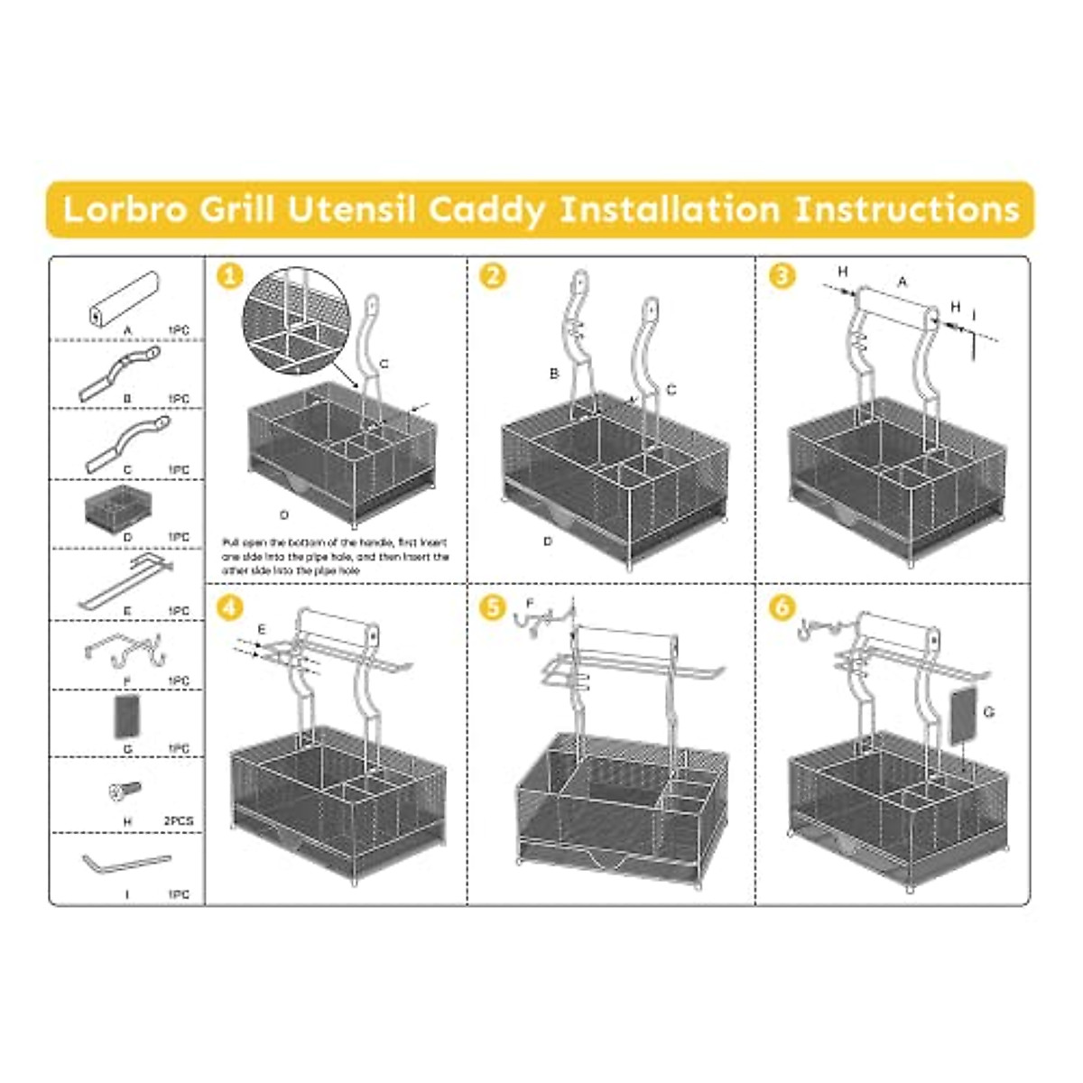 Lorbro Large Grill Utensil Caddy with Drawer, Picnic Camping Caddy with Paper Towel Holder, BBQ Organizer for Grilling Tool, Ideal Organizer for Picnic Condiment and Outdoor Griddle Accessories