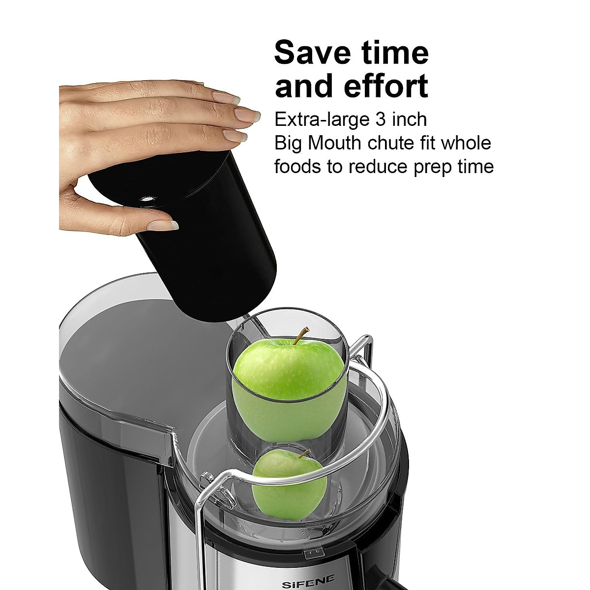 SiFENE Quick Juicer Machine, Centrifugal Juicer with 3" Big Mouth for Whole Fruits & Veggies, Easy to Clean, Non-BPA Stainless Steel Kitchen Juicer