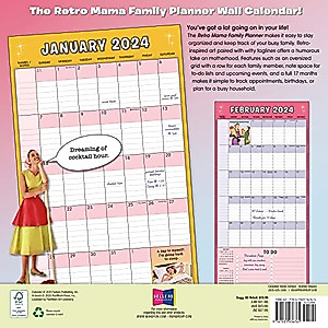 2024 Family Planner, 17-Month Calendar Planner: August 2023 - December 2024, 12" x 12" - Retro Mama
