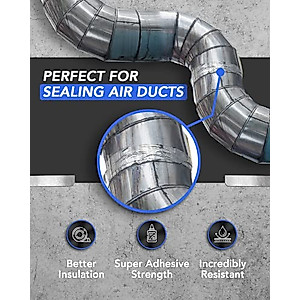 Professional Grade Aluminum Foil Tape - 2 Inch by 210 Feet (70 Yards) 3.6 Mil - High Temperature - Perfect for HVAC, Sealing & Patching Hot & Cold Air Ducts, Metal Repair, More!