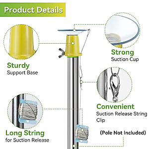 Dreyoo Light Bulb Changer for High Ceilings and Recessed Lights, Suction Cup Light Bulb Changer Compatible with DocaPole and Other Standard Threaded Extension Pole (Pole Not Included) (1 Pack)