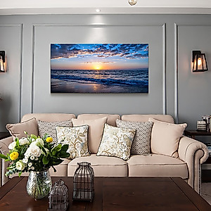 hyidecorart Wall Art Moon Sea blue Ocean Landscape Paintings Bedroom Canvas Art Print wall art for living room Paintings for Wall Decor and Home Decor (20 x 40inch x 1pcs)